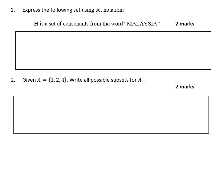 Solved 1. Express the following set using set notation: H is | Chegg.com