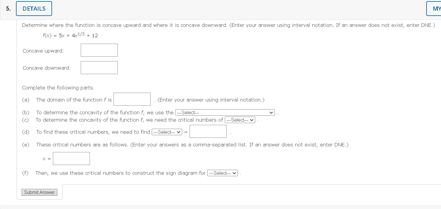 Solved Determine where the function is concave upward and | Chegg.com