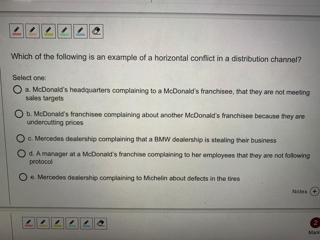 Solved Which of the following is an example of a horizontal | Chegg.com