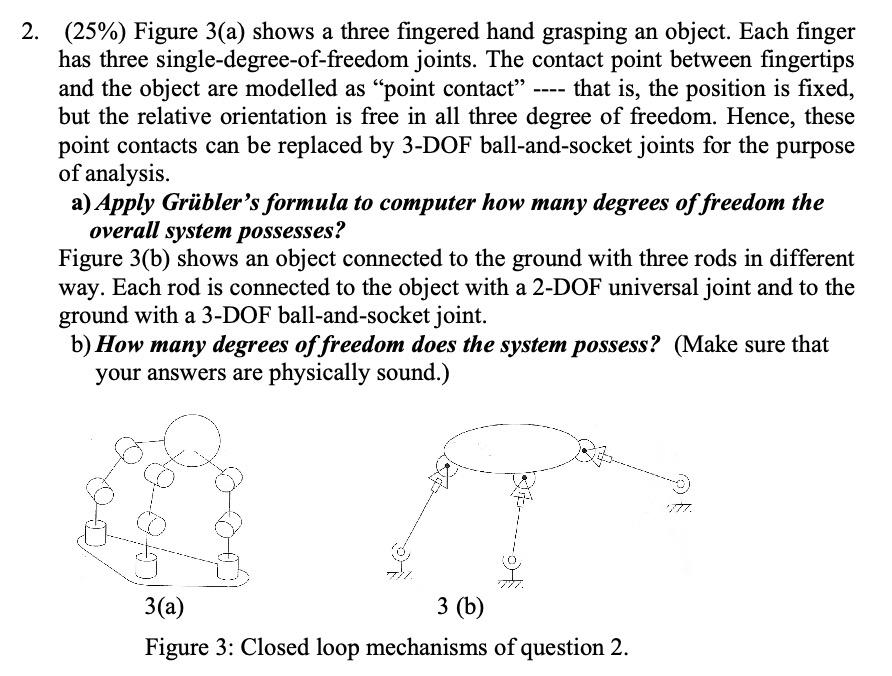 Solved ‒‒‒‒ 2. (25%) Figure 3(a) shows a three fingered hand | Chegg.com