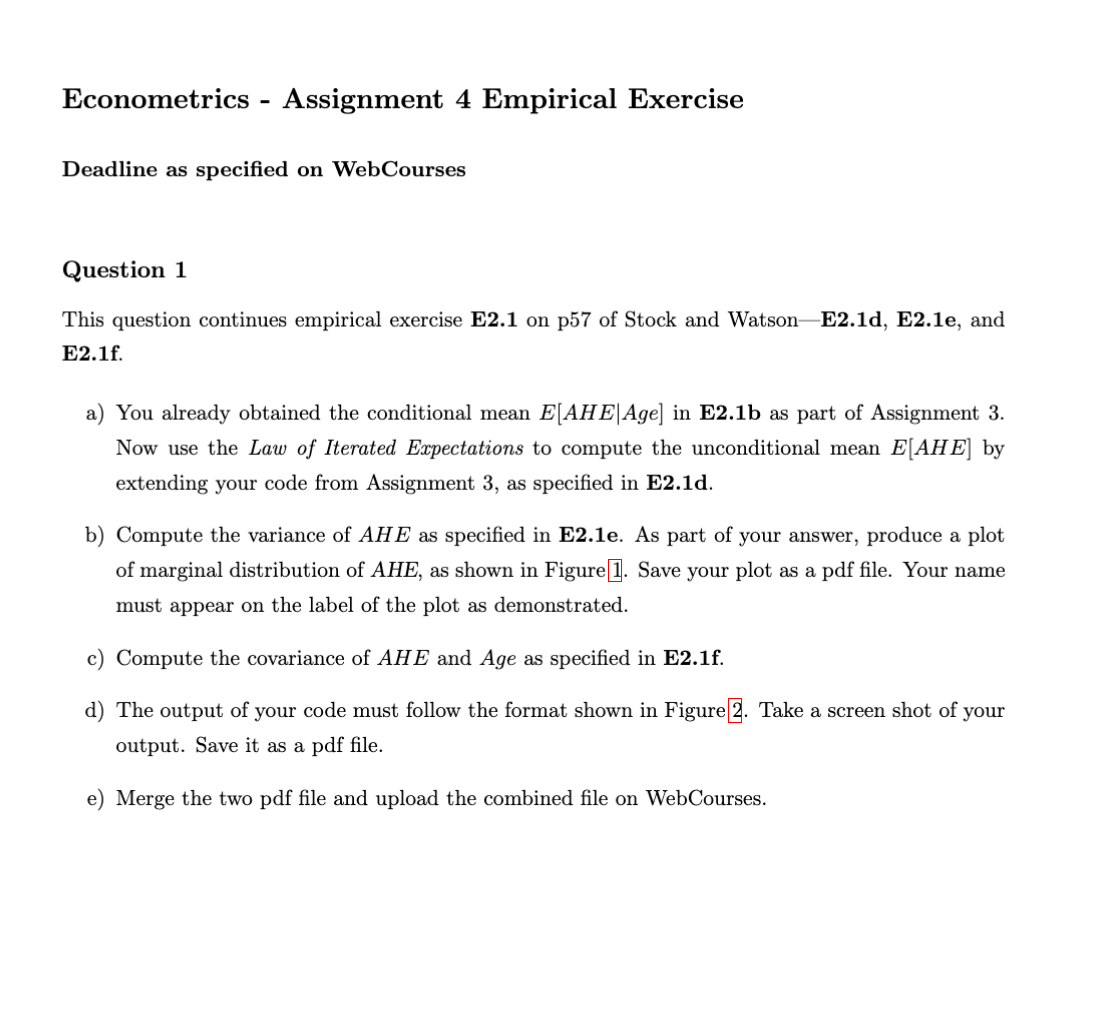 Solved Econometrics - ﻿Assignment 4 ﻿Empirical | Chegg.com