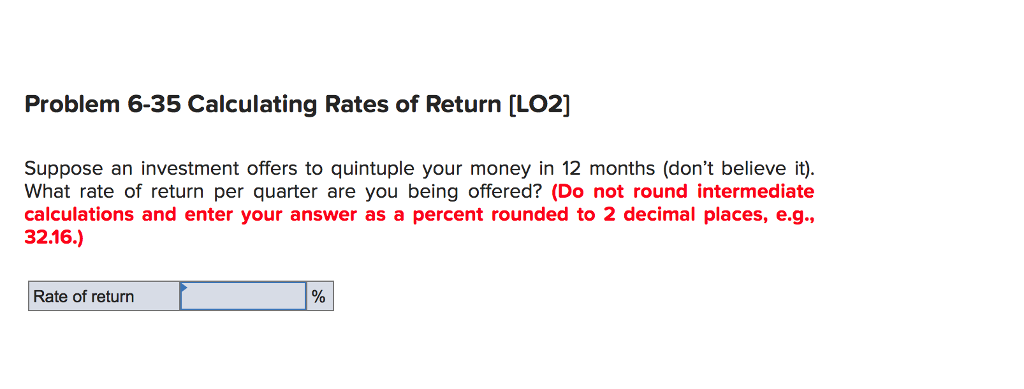 Solved Problem 6-35 Calculating Rates of Return [LO2] | Chegg.com