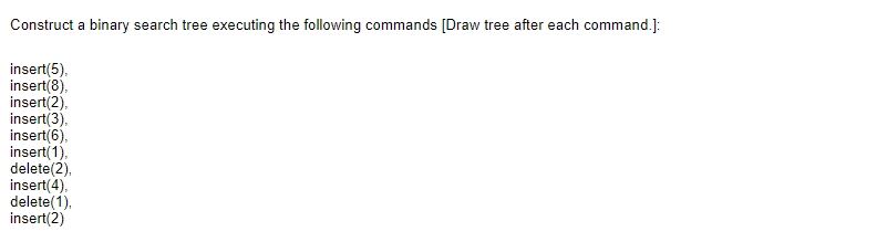 Solved Construct a binary search tree executing the | Chegg.com