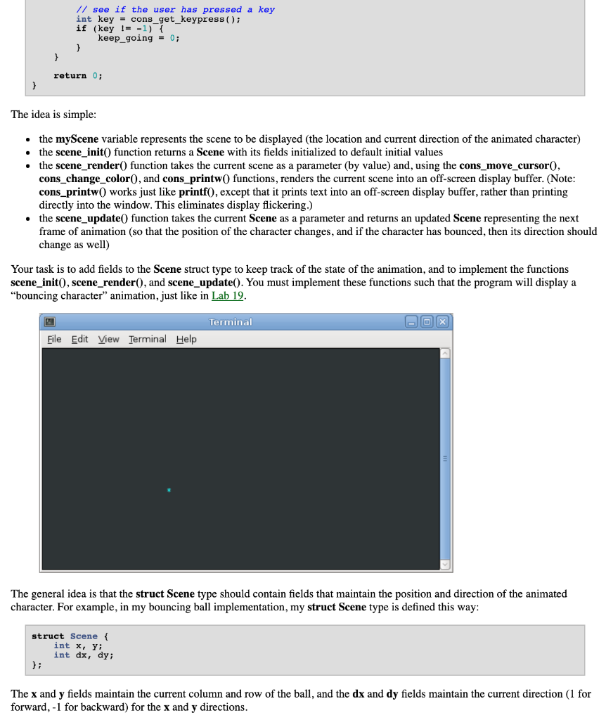 In this lab, you will implement a simple bouncing | Chegg.com