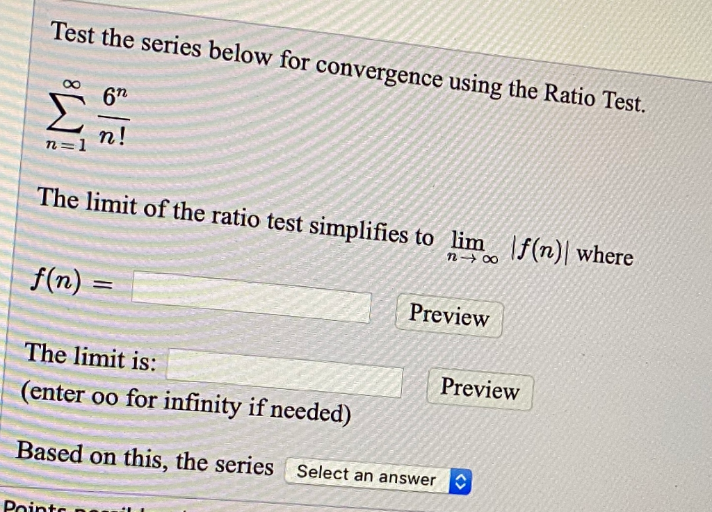 Solved Test the series below for convergence using the Ratio | Chegg.com