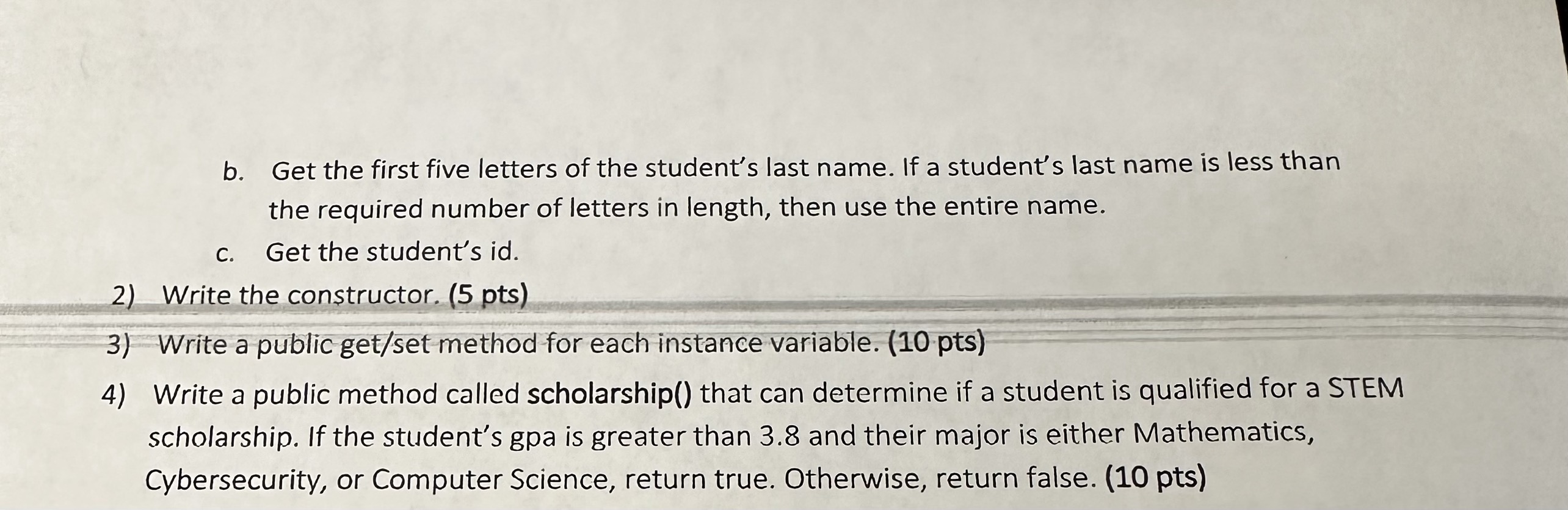 Solved 4. Write an inner public class named Student (not | Chegg.com