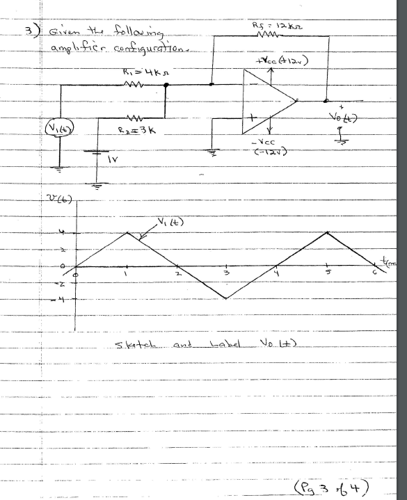 Solved 3) Given the following. amplifier configuration. | Chegg.com