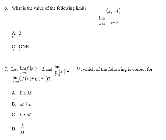 Solved 6. What is the value of the following limit? | Chegg.com
