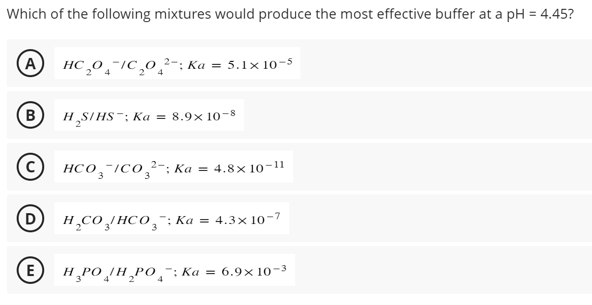 Solved Which of the following mixtures would produce the | Chegg.com