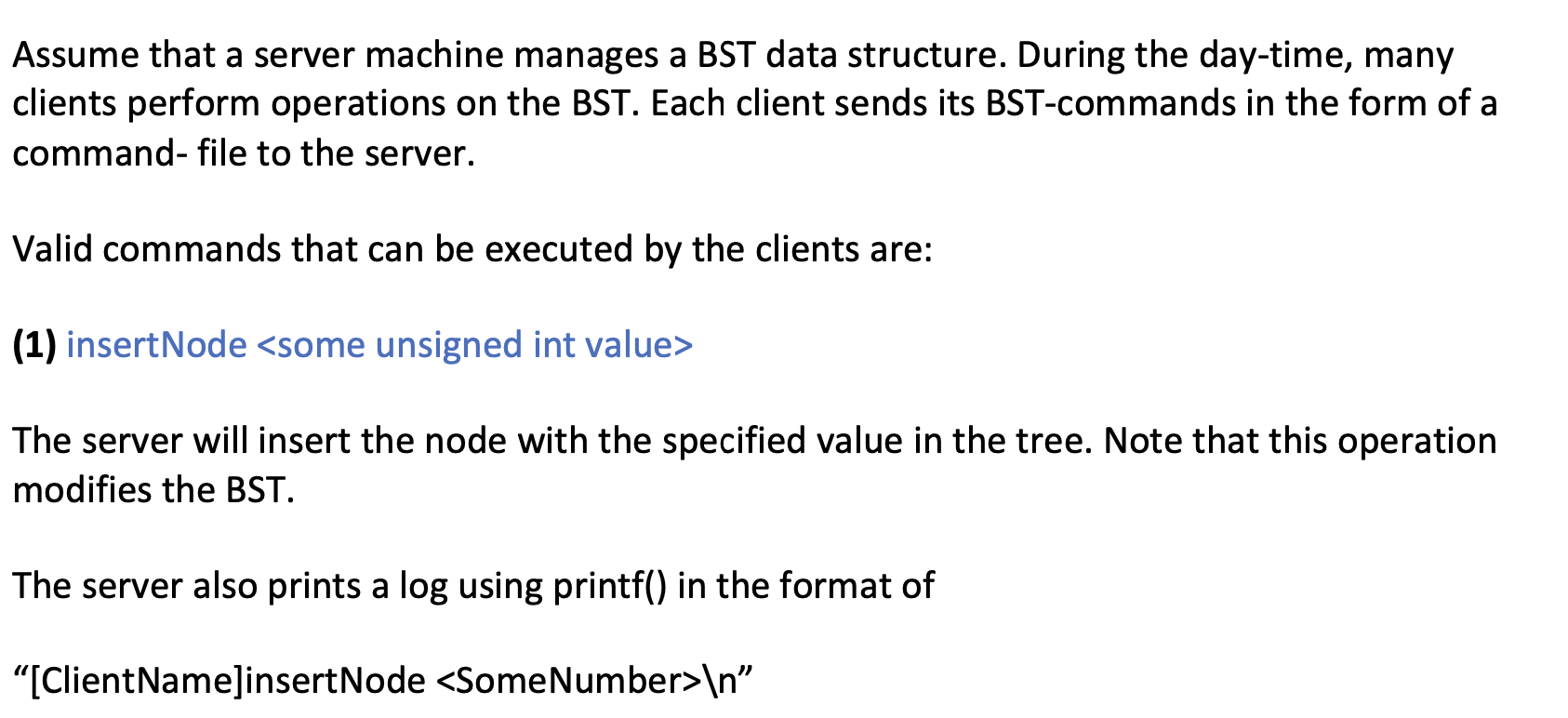 Solved Assume that a server machine manages a BST data | Chegg.com