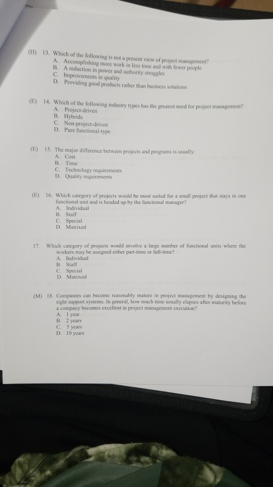 Solved CHAPTER 2: PROJECT MANAGEMENT GROWTH: CONCEPTS AND | Chegg.com