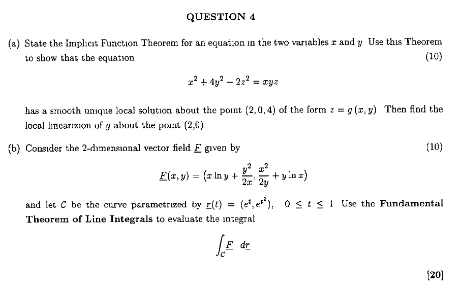 Solved QUESTION 4 (a) State the Implicit Function Theorem | Chegg.com