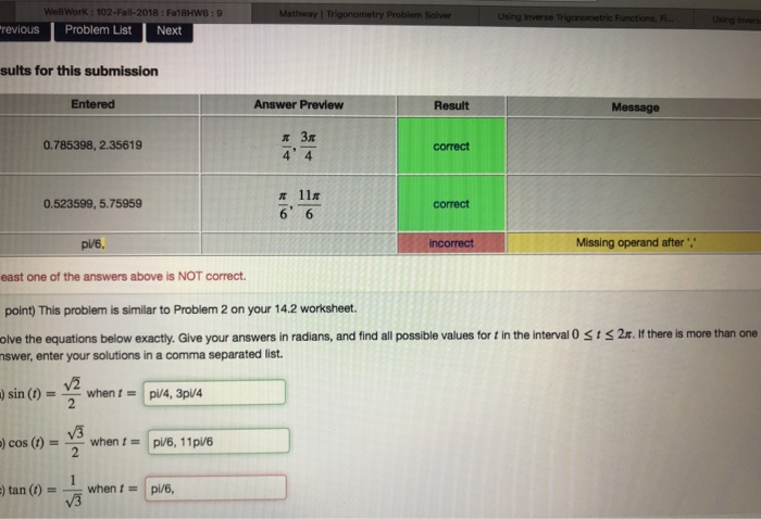 Solved WeBWork: 102-Fail-2018:Fa18HW6: 9 Mathway 1 T | Chegg.com