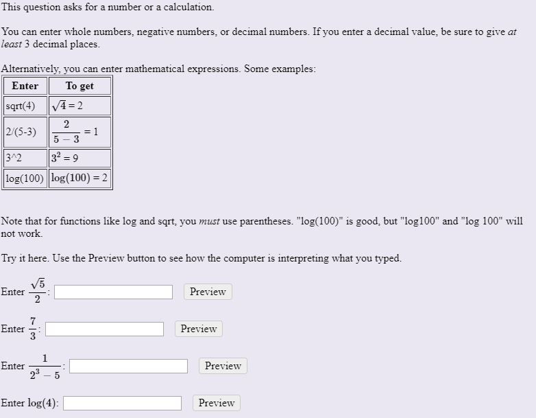 Solved ENTERING NUMERICAL ANSWERS This question asks for a | Chegg.com