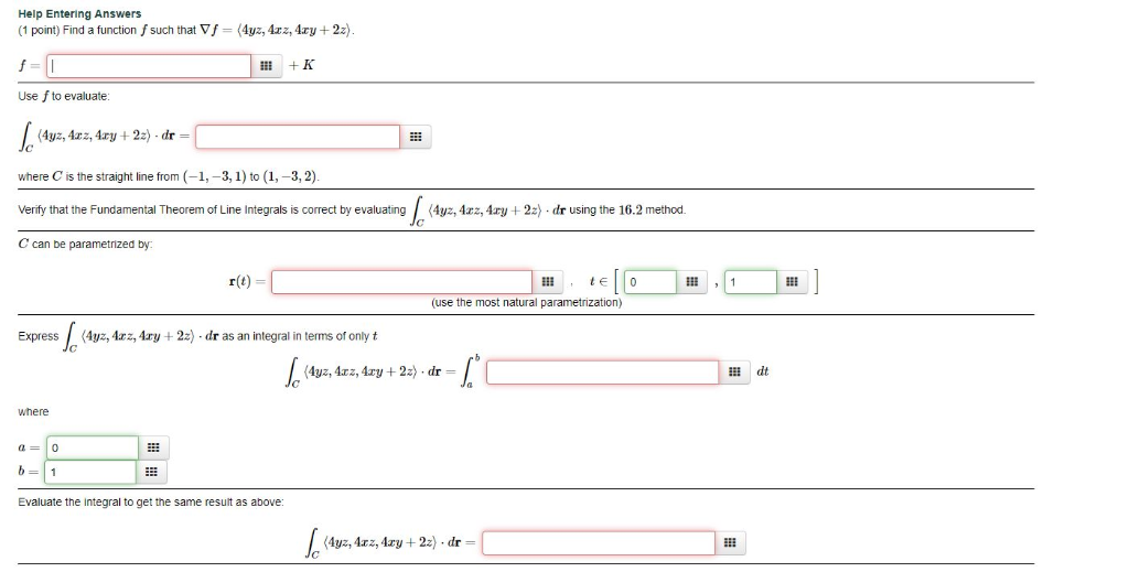 Solved Help Entering Answers (1 point) Find a function fsuch | Chegg.com