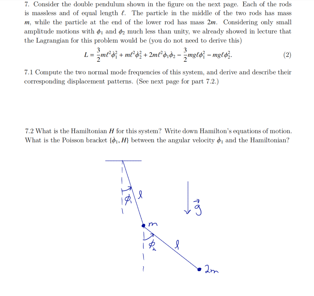 Solved 7. Consider the double pendulum shown in the figure | Chegg.com
