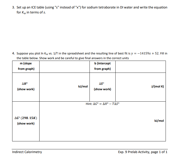 Solved 3. Set up an ICE table (using "s" instead of "x") for | Chegg.com