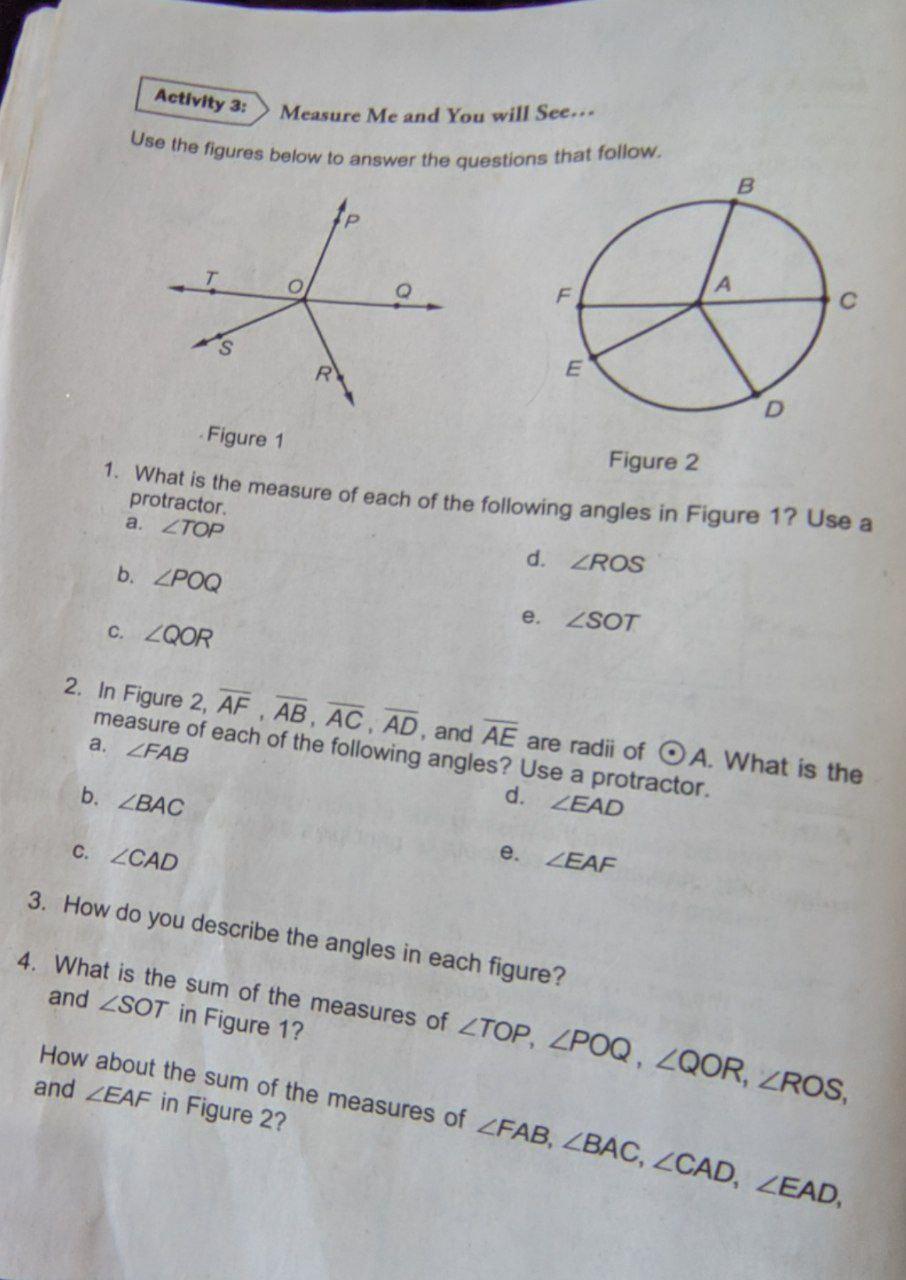 Solved Activity 3: Measure Me and You will See... Use the | Chegg.com