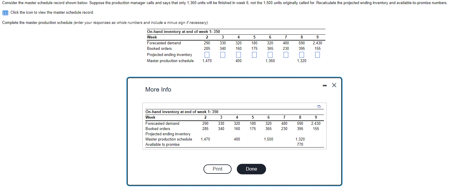 Solved Click the icon to view the master schedule record. | Chegg.com