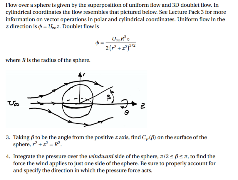 Flow over a sphere is given by the superposition of | Chegg.com