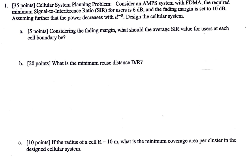 Solved a. [5 points] Considering the fading margin, what | Chegg.com
