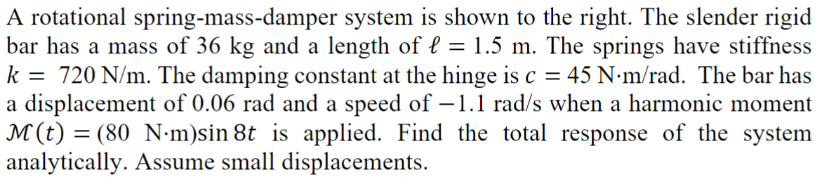 Solved A rotational spring-mass-damper system is shown to | Chegg.com