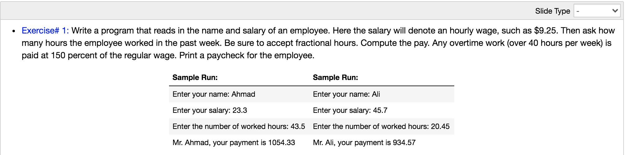 Solved Slide Type Exercise 1 Write A Program That Reads In 0457