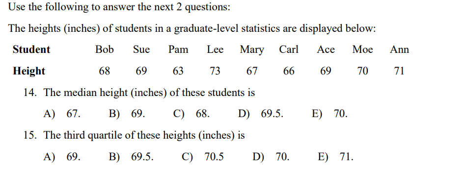 Solved Use the following to answer the next 2 questions: The | Chegg.com