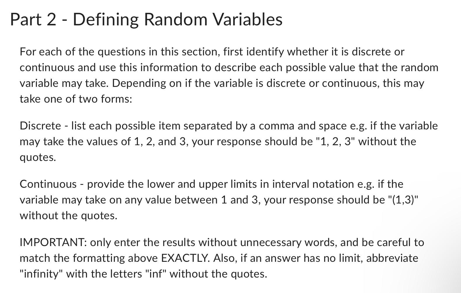 Solved For each of the questions in this section, first | Chegg.com