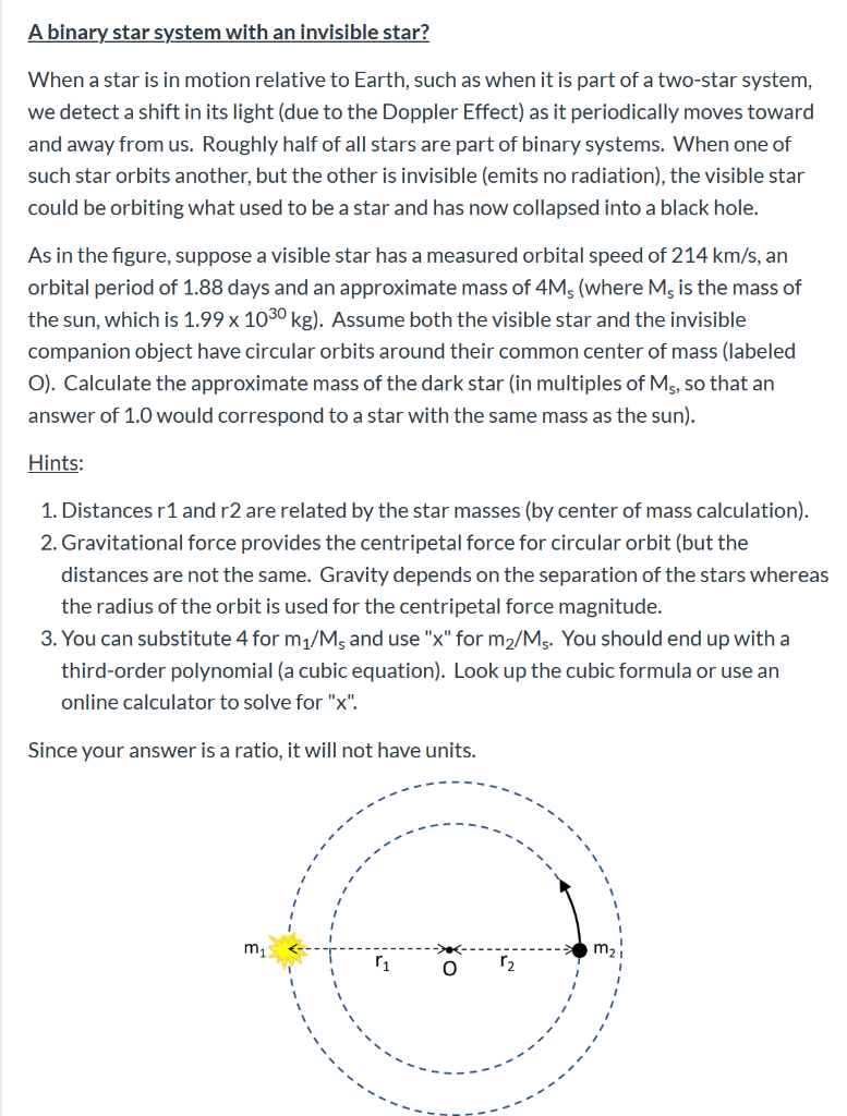 Solved A binary star system with an invisible star? When a | Chegg.com