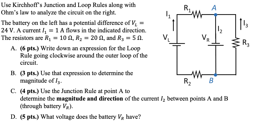 Solved 113 R3 Use Kirchhoff's Junction and Loop Rules along | Chegg.com
