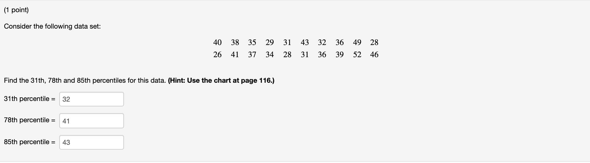 Solved (1 point) Here is a list of 27 scores on a Statistics | Chegg.com
