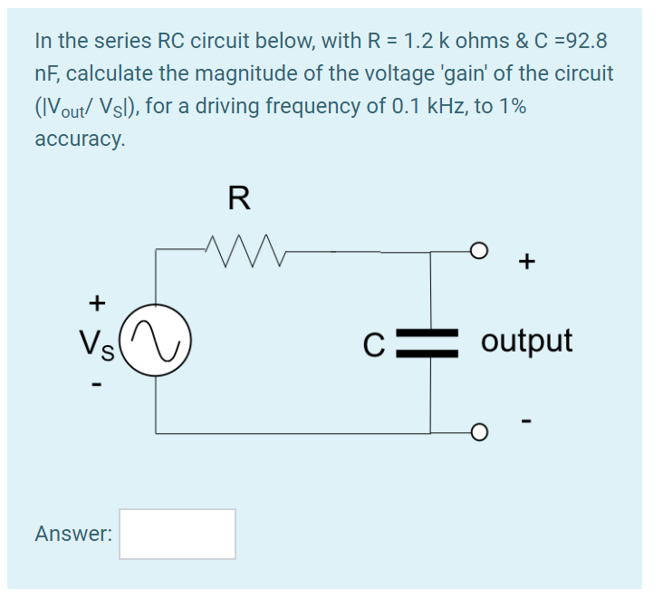 Solved In the series RC circuit below, with R = 7.0 k ohms & | Chegg.com