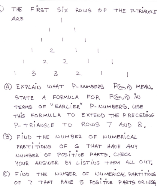 Solved D THE FIRST six Six ROWS OF THE P-TRIANGLE ARE 1 1 2 | Chegg.com