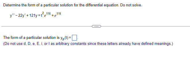 Solved Determine the form of a particular solution for the | Chegg.com