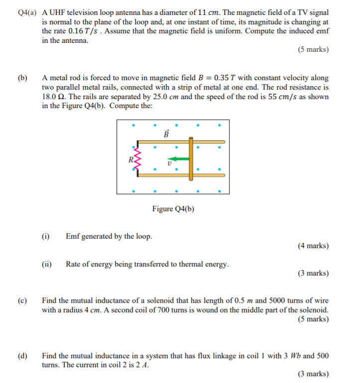 Solved Q4(a) A UHF television loop antenna has a diameter of | Chegg.com