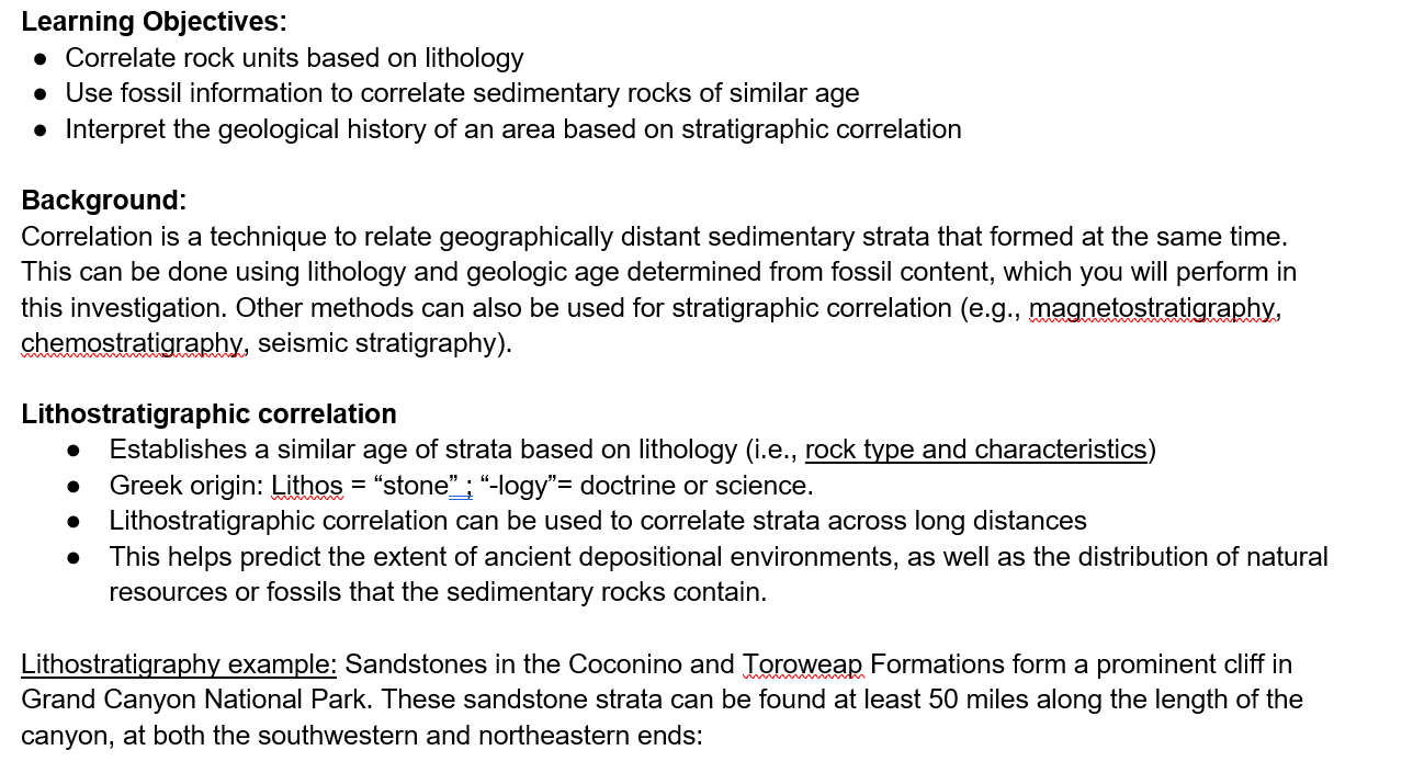 Solved Learning Objectives: • Correlate rock units based on | Chegg.com