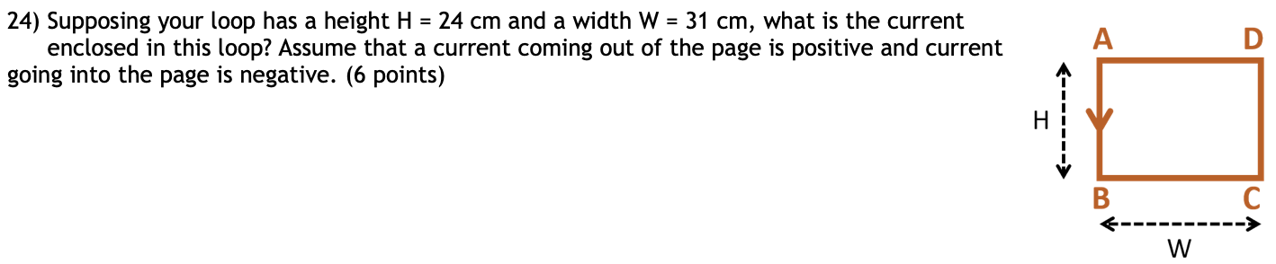 24) Supposing your loop has a height H = 24 cm and a | Chegg.com