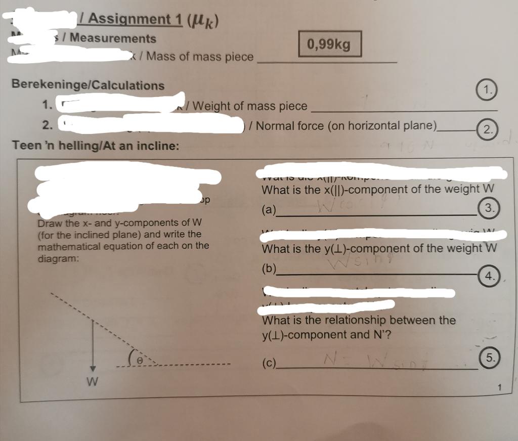 Solved | Assignment 1 (uk) Measurements /Mass of mass piece | Chegg.com