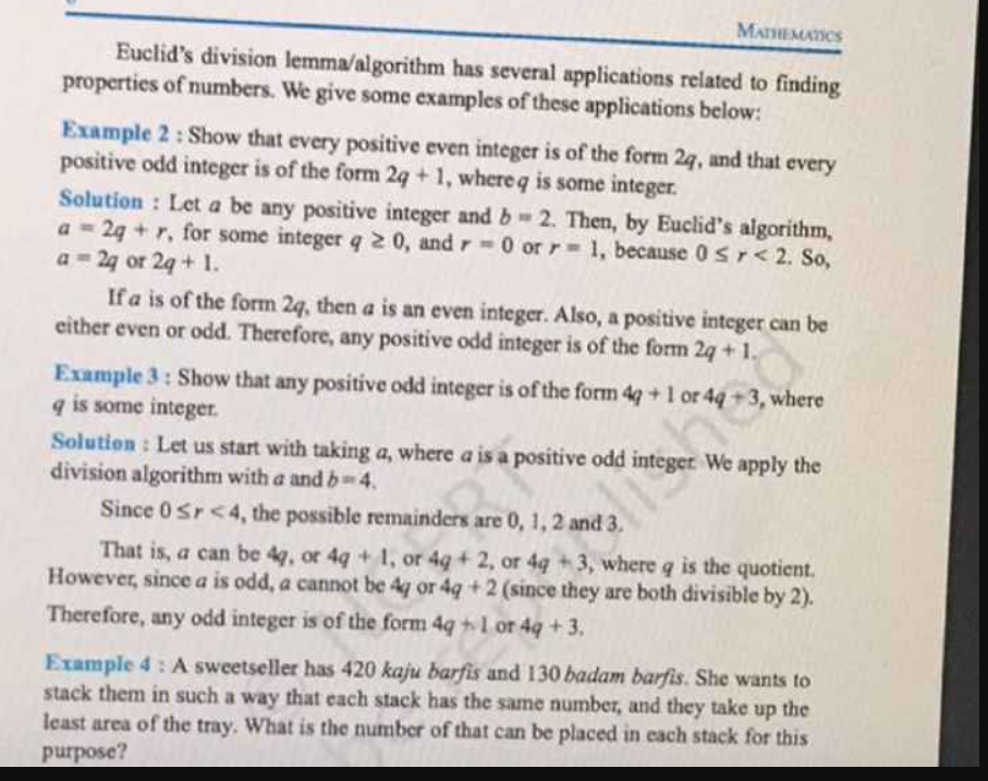 Solved Marnematios Euclid's division lemma/algorithm has | Chegg.com