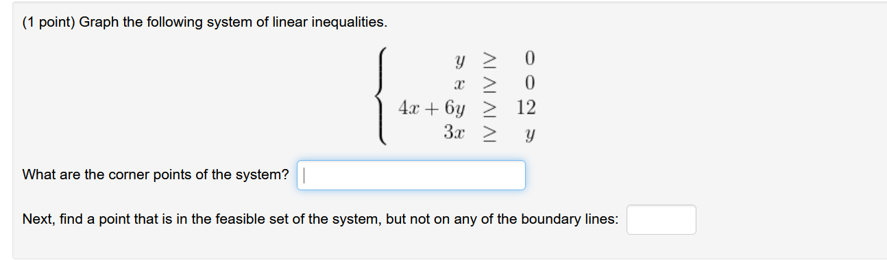 Solved (1 point) Graph the following system of linear | Chegg.com