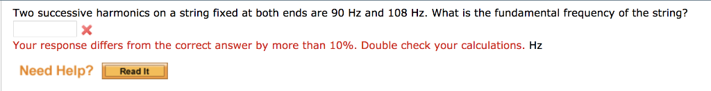 Solved Two successive harmonics on a string fixed at both | Chegg.com