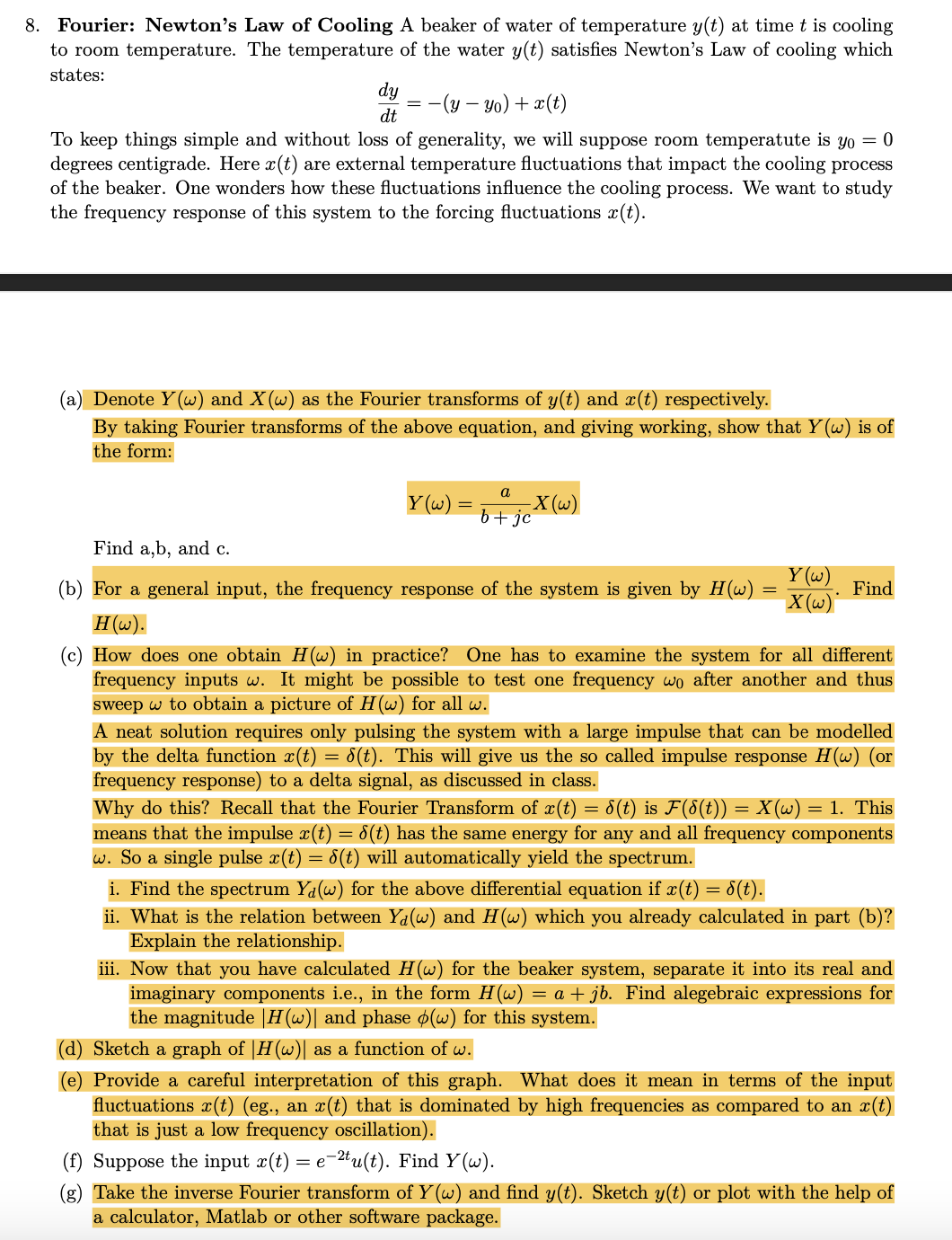 Solved 8. Fourier: Newton's Law of Cooling A beaker of water | Chegg.com