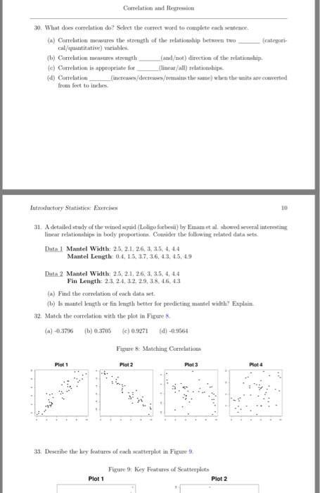 Solved Coerelation and Regression 30. What does correlation | Chegg.com