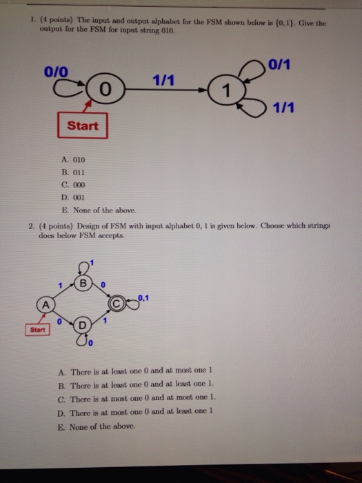 Solved 1. (4 points) The input and output alphabet for the | Chegg.com
