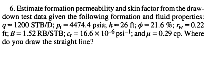 Solved 6. Estimate formation permeability and skin factor | Chegg.com