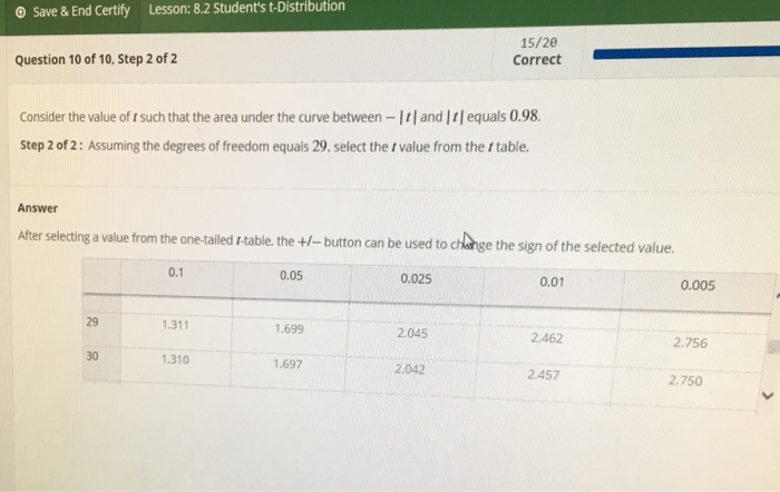 Solved O Save & End Certify Lesson: 8.2 Student's | Chegg.com