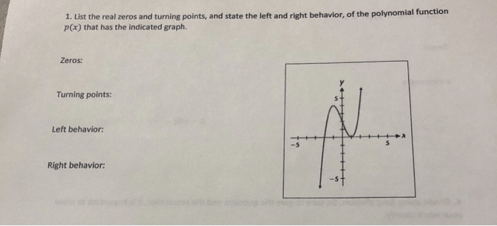 Solved 1. List the real zeros and turning points, and state | Chegg.com