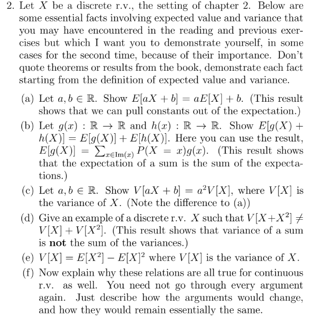 Let X be a discrete r.v., the setting of chapter 2 . | Chegg.com