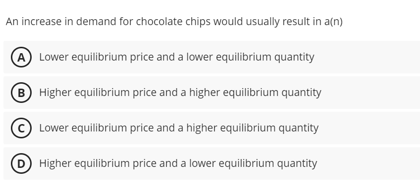 Solved An increase in demand for chocolate chips would | Chegg.com